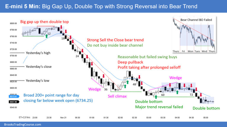 E-mini Near Major Support on Daily | Brooks Trading Course